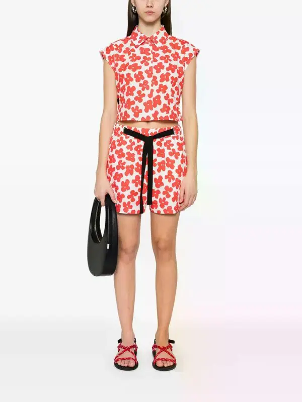 MSGM Floral Print Drawstring Shorts