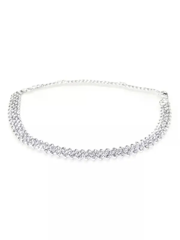 HZMER JEWELLERY Rhinestone-embellished Choker Necklace - Silver