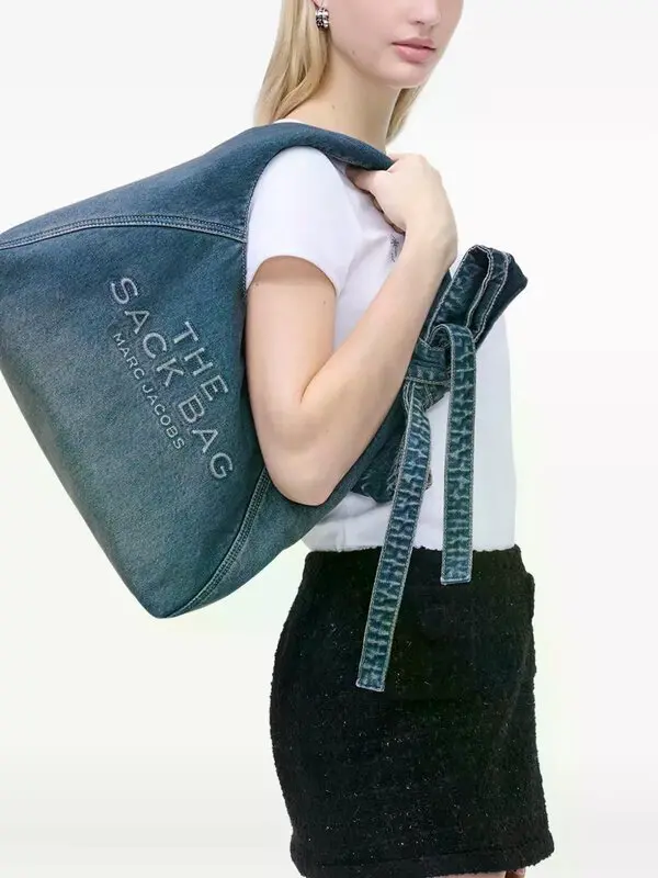 Marc Jacobs Bow Denim Sack Shoulder Bag - Blue