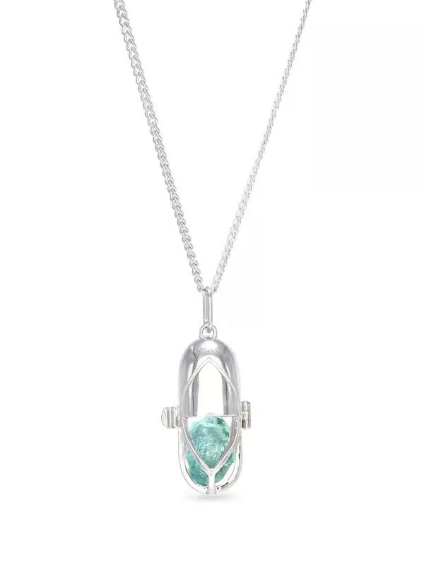 CAPSULE ELEVEN Aquamarine Statement Pendant Necklace - Silver