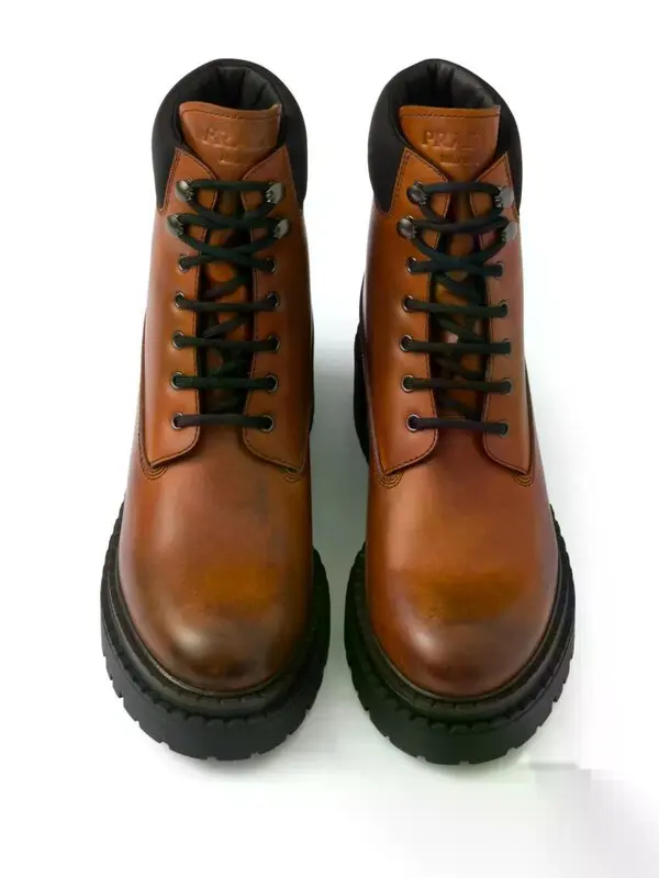 Prada Leather Combat Booties