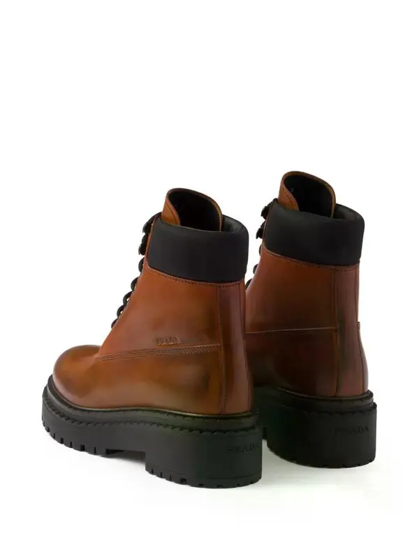 Prada Leather Combat Booties