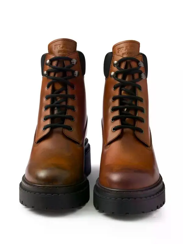 Prada Leather Combat Booties