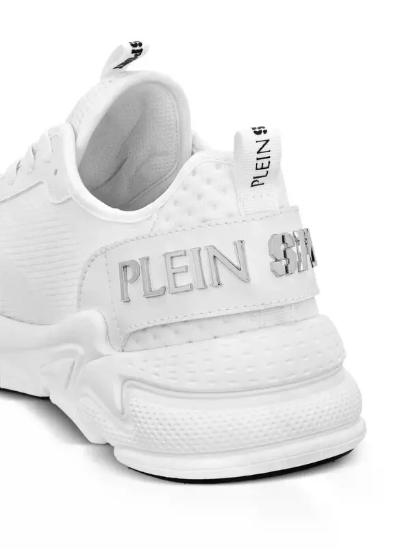PLEIN SPORT Logo-lettering Mesh Sneakers - White
