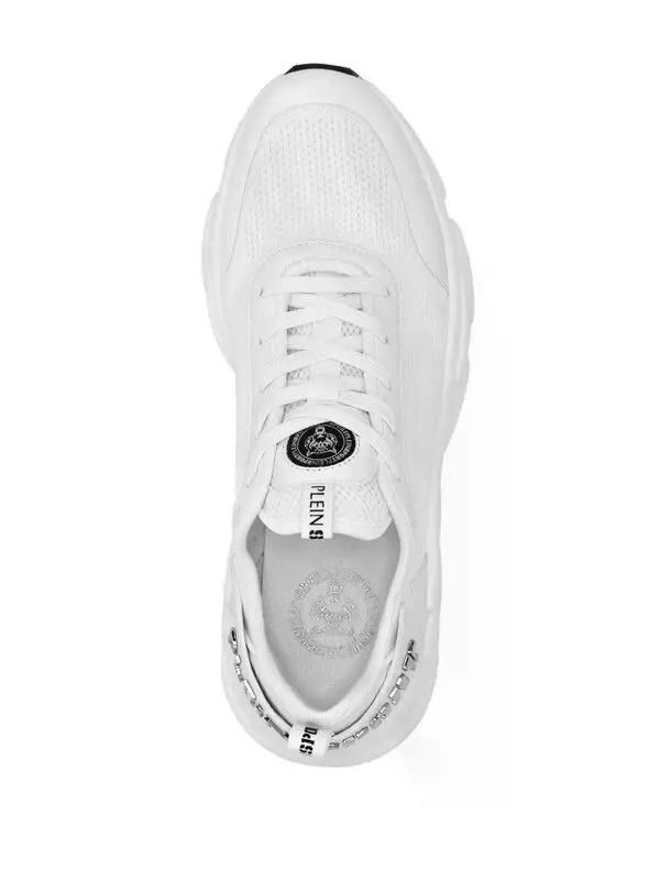 PLEIN SPORT Logo-lettering Mesh Sneakers - White