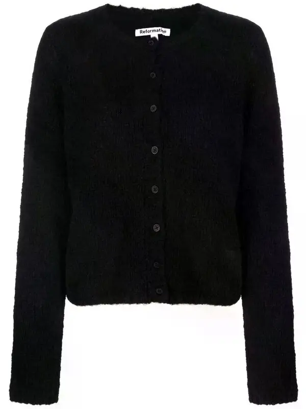 REFORMATION Clara Crew Neck Cardigan - Black