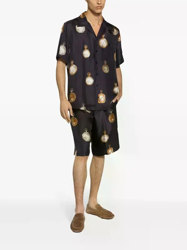 Dolce & Gabbana Clock-motif Silk Shirt