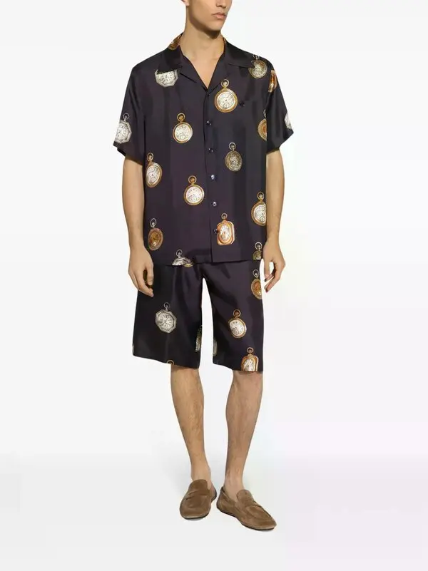 Dolce & Gabbana Clock-motif Silk Shirt