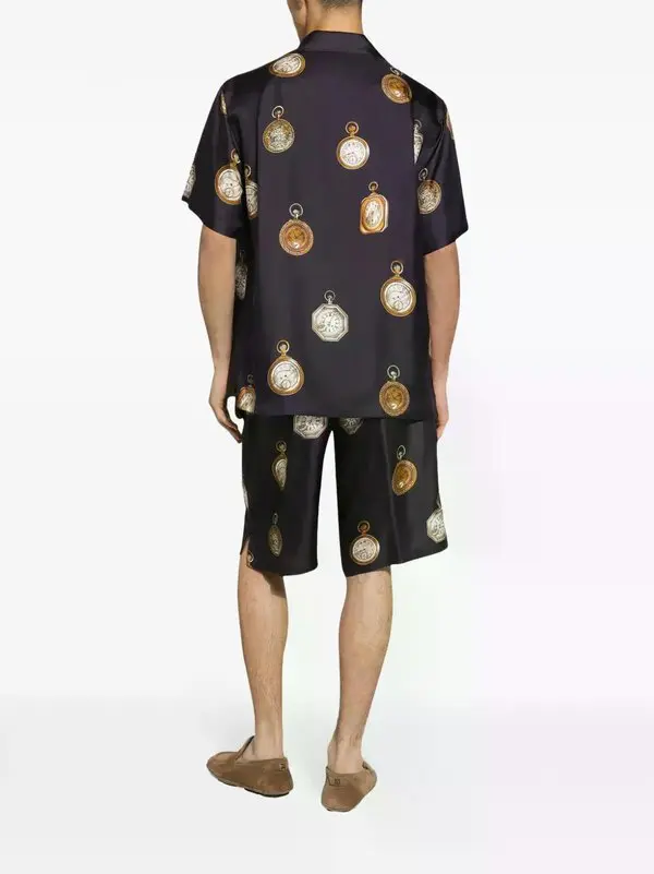 Dolce & Gabbana Clock-motif Silk Shirt