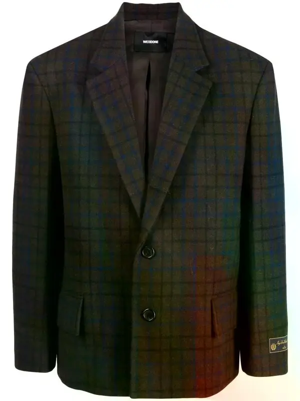 We11Done Grid-pattern Single-breasted Blazer