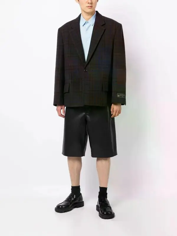 We11Done Grid-pattern Single-breasted Blazer