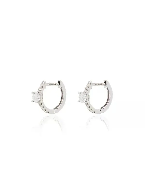 ANITA KO 18kt Gold Diamond-embellished Hoop Earrings - Silver