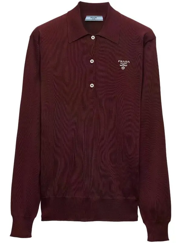 Prada Embroidered-logo Silk Polo Shirt