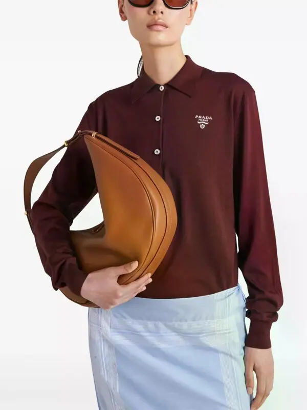 Prada Embroidered-logo Silk Polo Shirt