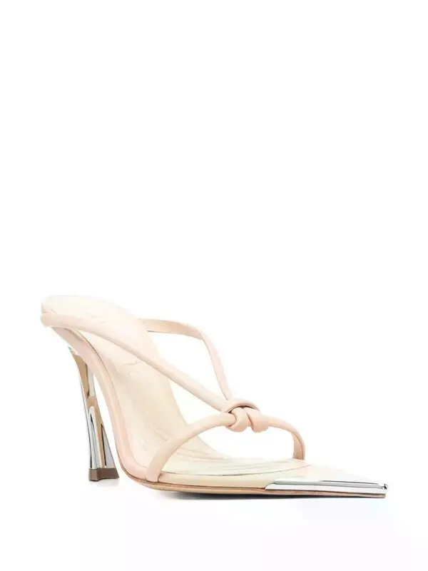 MUGLER Leather Knotted Heeled Sandals - Neutrals