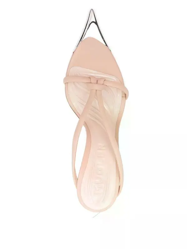 MUGLER Leather Knotted Heeled Sandals - Neutrals