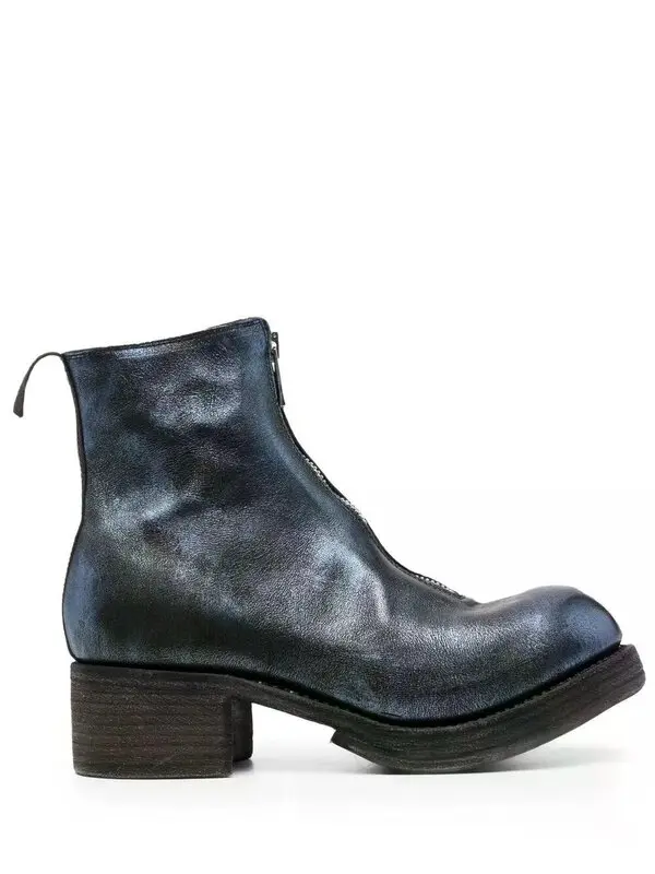 Guidi Metallic-sheen Leather Boots - Blue