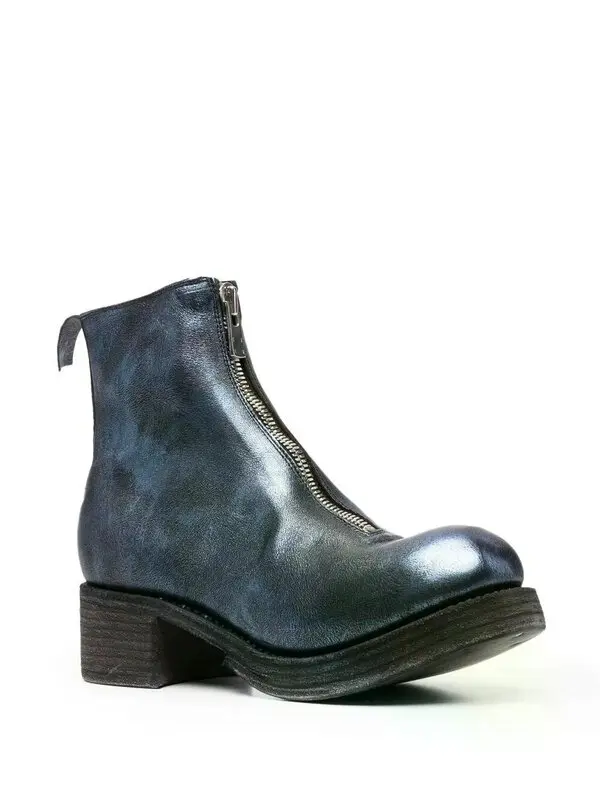 Guidi Metallic-sheen Leather Boots - Blue