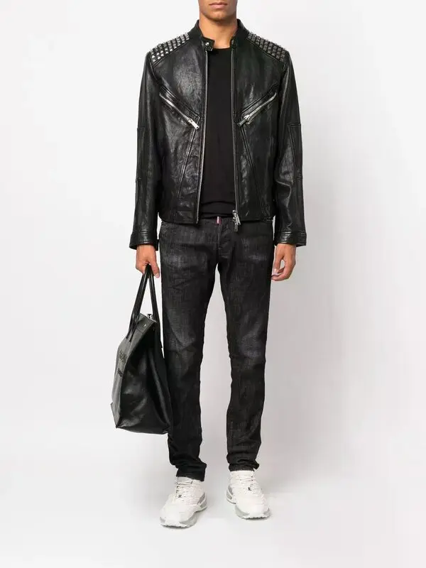 Dsquared2 Studded Leather Biker Jacket