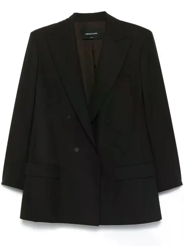 Fabiana Filippi Double-breasted Virgin Wool-blend Blazer - Brown