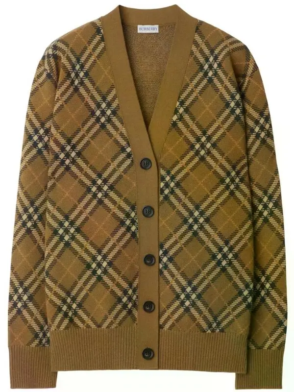 Burberry Check Wool-mohair Cardigan - Brown