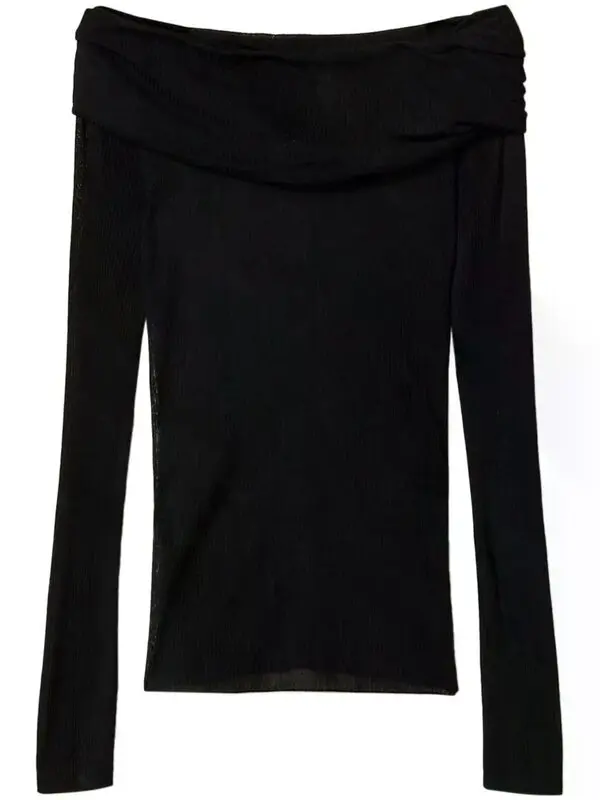 TWINSET Off-shoulder Ribbed Knit Sweater