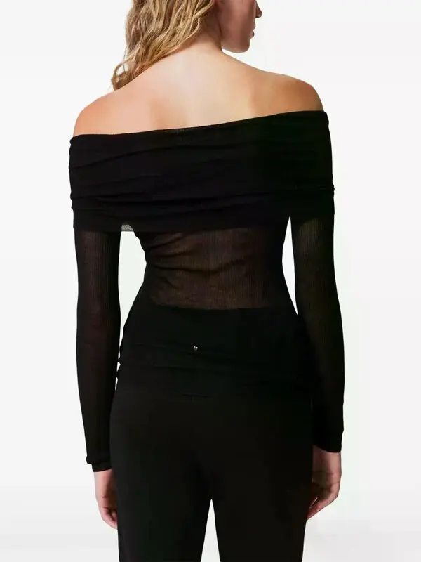 TWINSET Off-shoulder Ribbed Knit Sweater