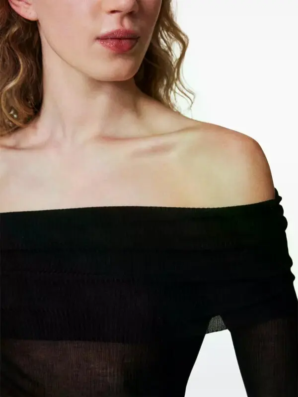 TWINSET Off-shoulder Ribbed Knit Sweater