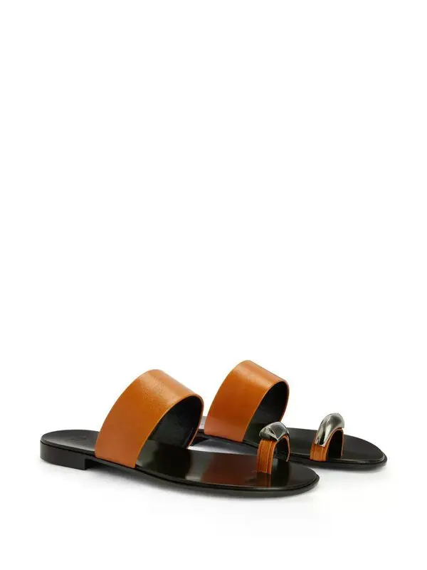 GIUSEPPE ZANOTTI Norbert Leather Toe-loop Sandals - Black