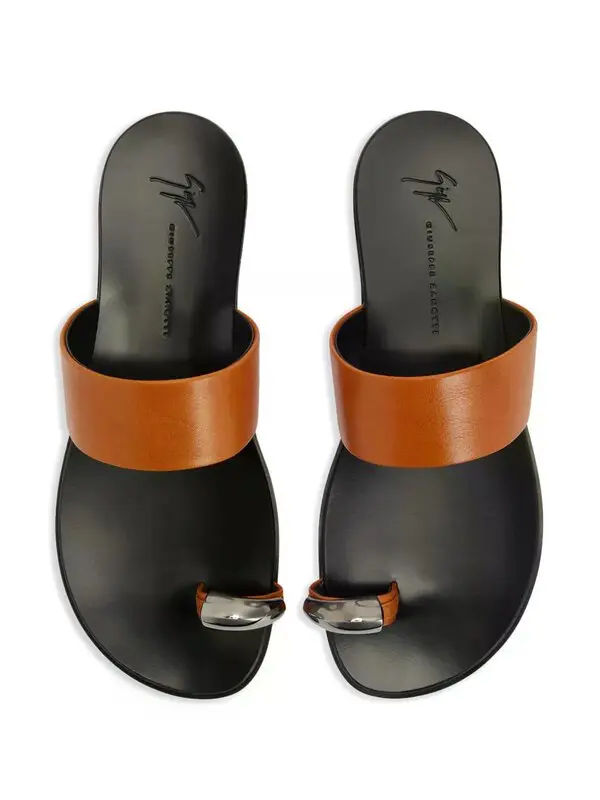 GIUSEPPE ZANOTTI Norbert Leather Toe-loop Sandals - Black