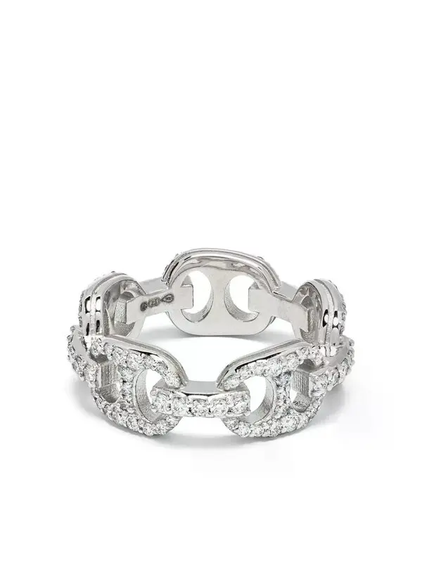 ROSES METALS 14kt White Gold Diamond Chain-effect Ring - Silver
