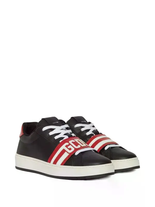 Gcds Leather Lace-up Sneakers With Logo Detailing