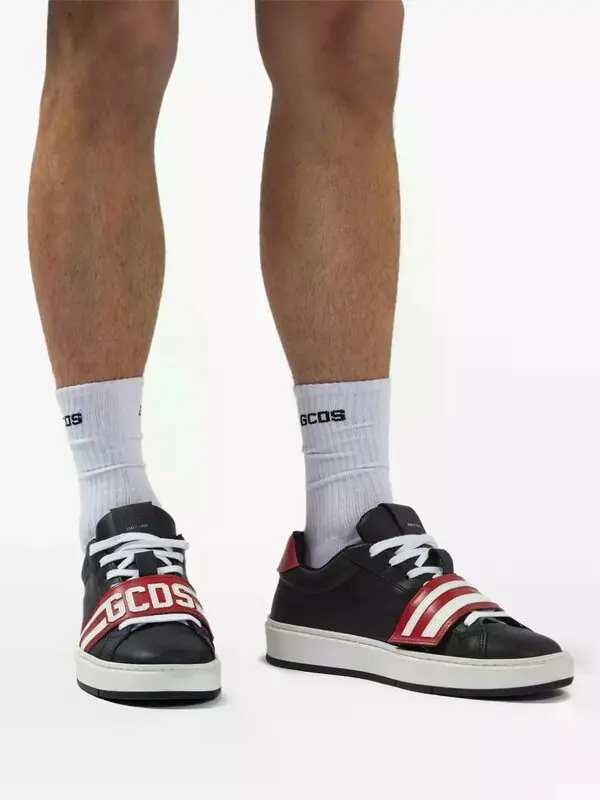 Gcds Leather Lace-up Sneakers With Logo Detailing