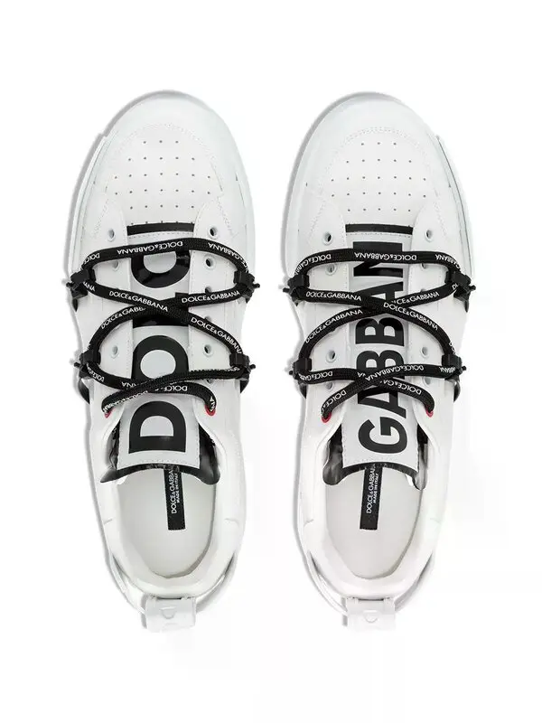 Dolce & Gabbana Portofino Patent Leather Sneakers - White
