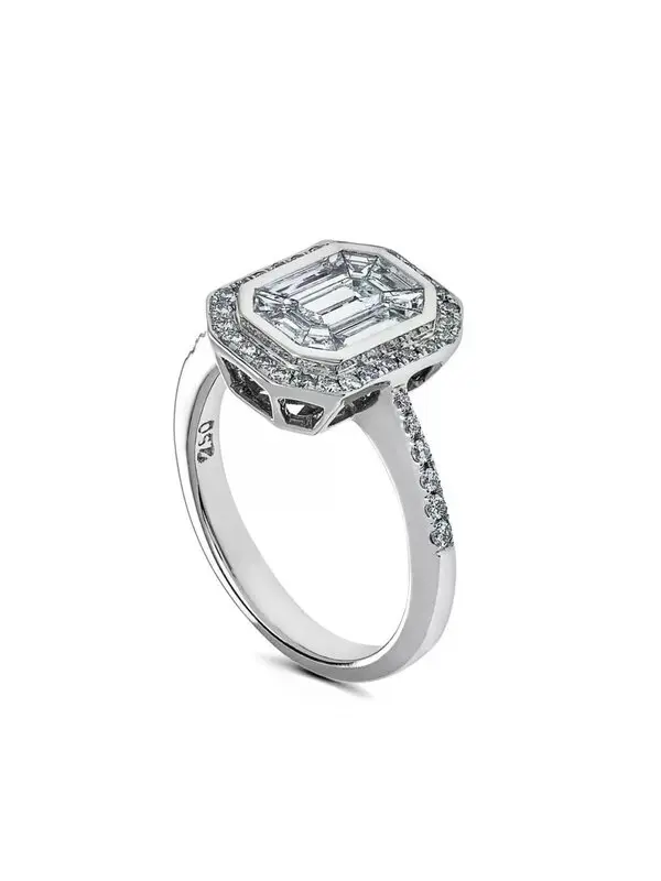 JEWELS AFICIONADO 18kt White Gold Diamond Halo Ring - Silver