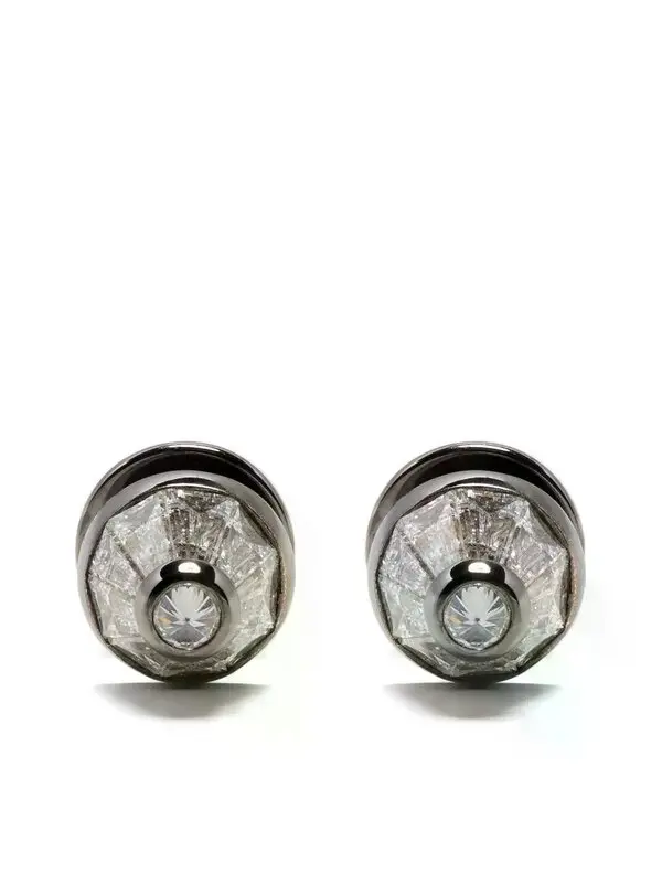 Nikos Koulis 18kt White Gold Energy Diamond Stud Earrings - Silver