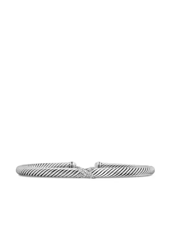 David Yurman Sterling And Diamond Classic Cable Bracelet - Silver