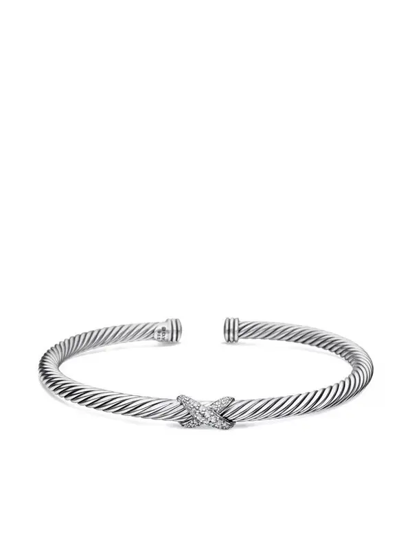 David Yurman Sterling And Diamond Classic Cable Bracelet