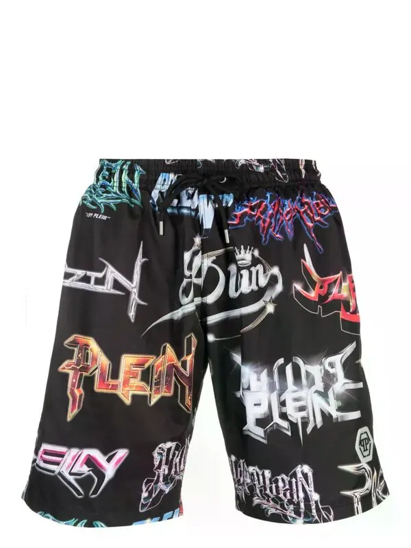 Philipp Plein Logos Logo-print Swim Shorts - Black