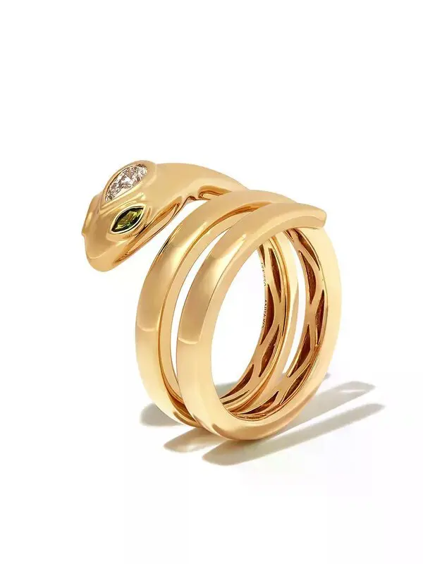ANITA KO 18kt Yellow Diamond And Emerald Snake Ring