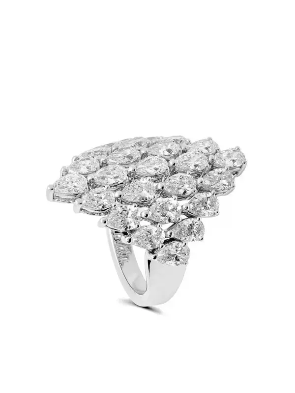 JEWELS AFICIONADO 18kt White Gold Pear-cut Diamond Shield Ring