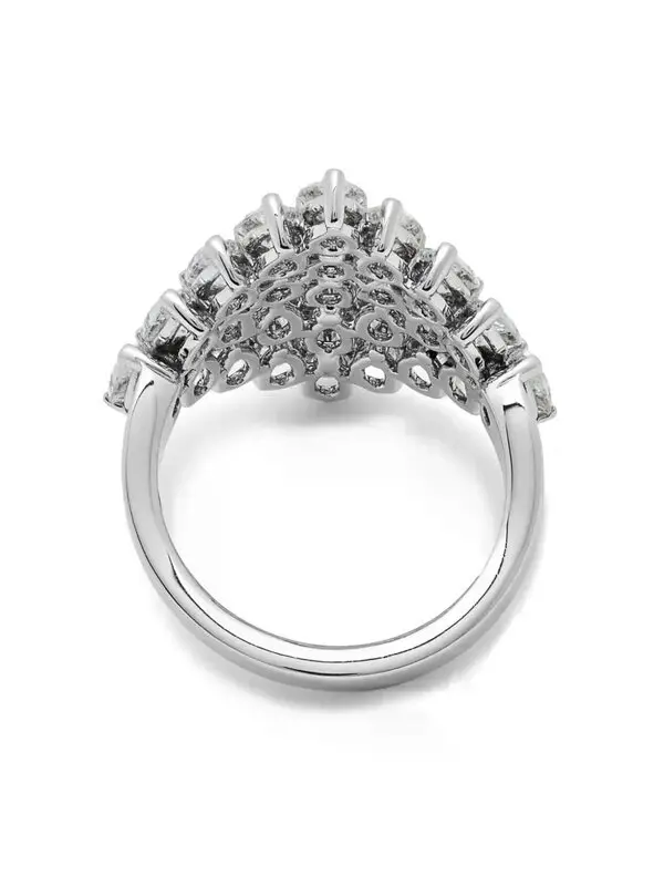 JEWELS AFICIONADO 18kt White Gold Pear-cut Diamond Shield Ring