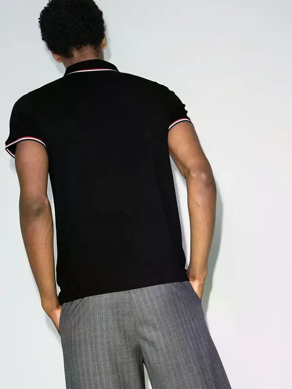 Moncler Logo-patch Tipped Polo Shirt - Black