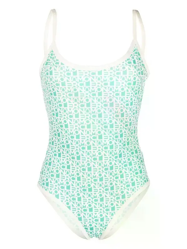 Moncler All-over Logo-print Swimsuit - Green