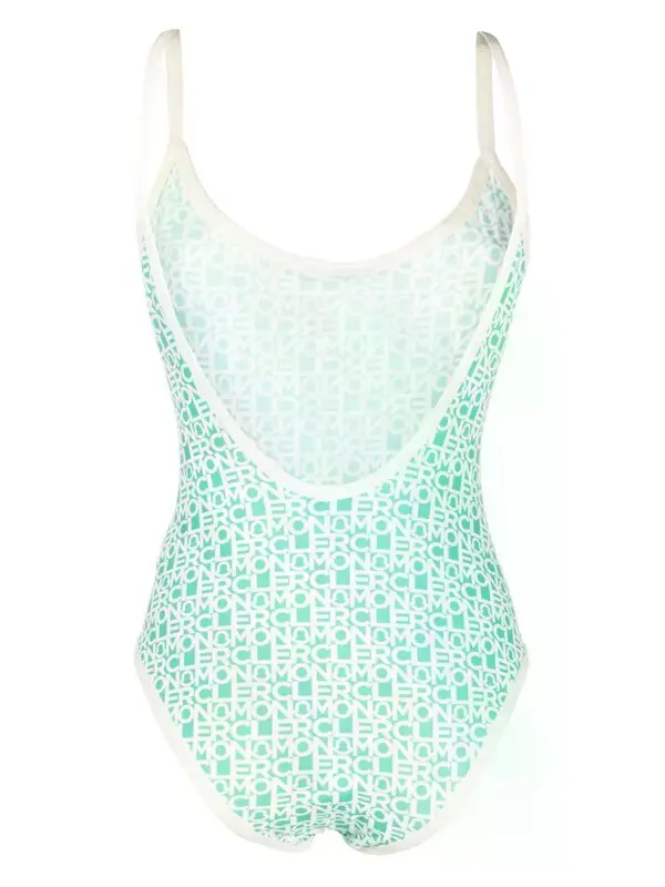 Moncler All-over Logo Print One-piece Swimsuit - Green