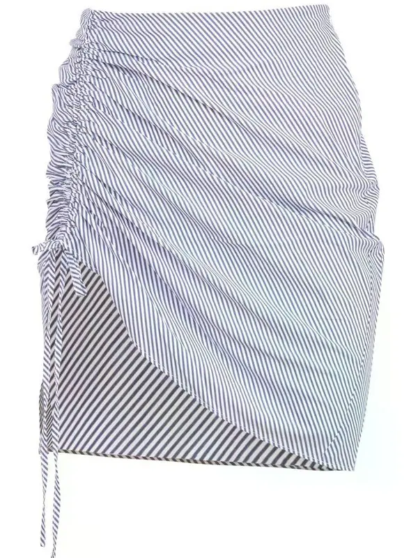 FLEUR DU MAL Ruched Poplin Mini Skirt