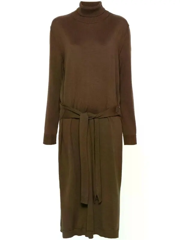 LEMAIRE Trompe L’oeil Midi Dress - Brown