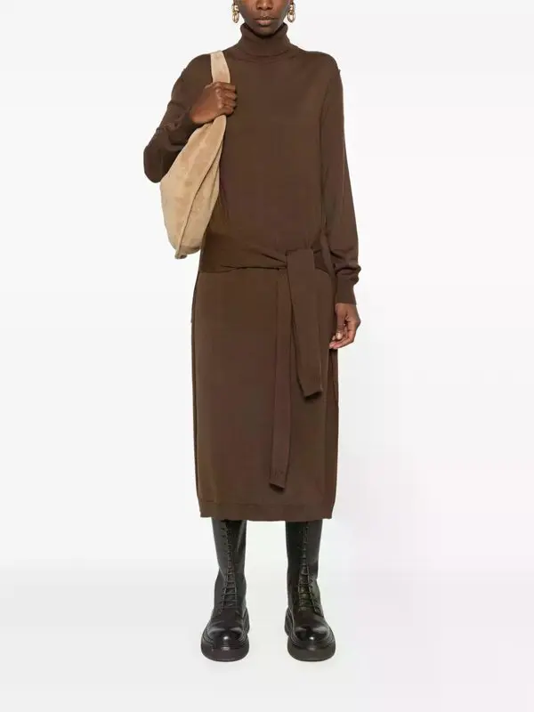 LEMAIRE Trompe L’oeil Midi Dress - Brown