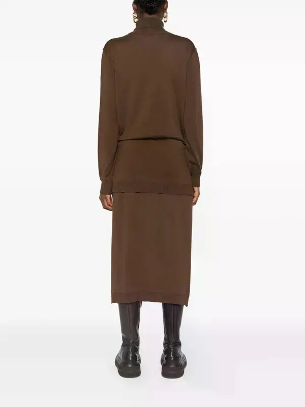 LEMAIRE Trompe L’oeil Midi Dress - Brown