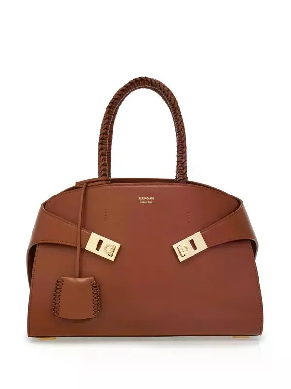 FERRAGAMO The Hug Small Leather Tote Bag - Brown